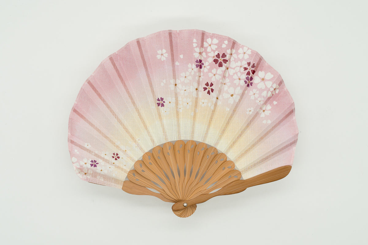 [With folding fan case and paper box] Sakura blur (pink)– 扇専門店 万葉